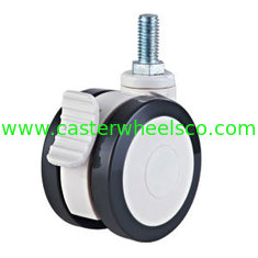 China threaded twin wheels medical caster brake supplier